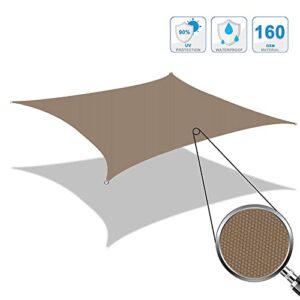 11.5 x 8.2 Ft Waterproof Sun Shade Sails Canopy 300D Oxford Rectangle Shade Sail 90% UV Block for Outdoor Activities Carport Deck Backyard, Light Brown