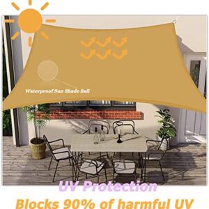 11.5 x 8.2 Ft Waterproof Sun Shade Sails Canopy 300D Oxford Rectangle Shade Sail 90% UV Block for Outdoor Activities Carport Deck Backyard, Light Brown