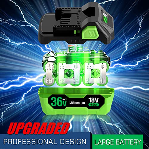 Jialitt 36V/18V 6.0Ah Li-Ion Replacement for Metabo HPT Battery MultiVolt 36V/18V 371751M 372121M BSL36A18 BSL36B18 Cordless Power Tools