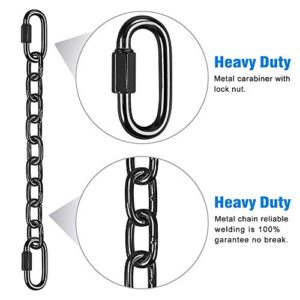 BeneLabel 2Pcs Black Heavy Duty Hanging Chains with 4 Carabiners, Hanging Kits Hammock Chair Hardware for Indoor Outdoor Playground Hanging Chair Hammock Punching Bags, 1000 LB Capacity