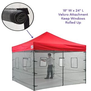 Impact Canopy Walls for 10' x 10' Canopy Tent, Food Service Mesh Sidewall Kit with Service Windows, 4 Walls Only, Black Mesh