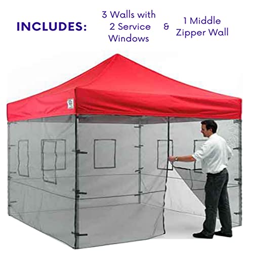 Impact Canopy Walls for 10' x 10' Canopy Tent, Food Service Mesh Sidewall Kit with Service Windows, 4 Walls Only, Black Mesh