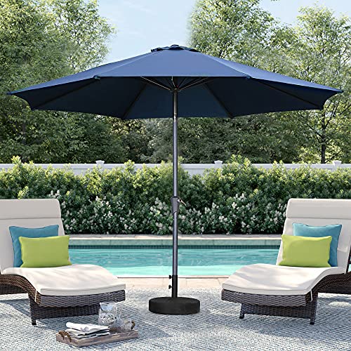 HYD-Parts 9FT Patio Umbrella Outdoor Table Umbrella,Market Umbrella with Push Button Tilt and Crank for Garden, Lawn, Deck, Backyard & Pool (Navy Blue)