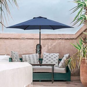 HYD-Parts 9FT Patio Umbrella Outdoor Table Umbrella,Market Umbrella with Push Button Tilt and Crank for Garden, Lawn, Deck, Backyard & Pool (Navy Blue)