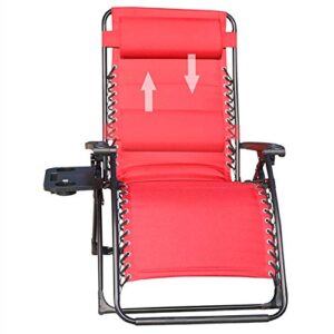 GOLDSUN Comfortable Oversize XL Padded Zero Gravity Lounge Heavy Duty Adjustable Patio Recliner Chair with Cup Holder Support 350lbs,Red