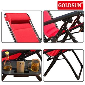 GOLDSUN Comfortable Oversize XL Padded Zero Gravity Lounge Heavy Duty Adjustable Patio Recliner Chair with Cup Holder Support 350lbs,Red