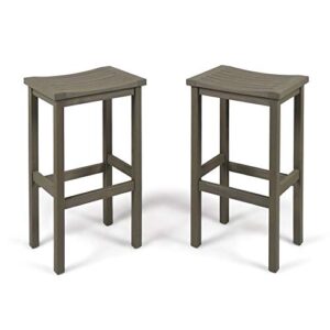 set of 2 gray contemporary outdoor bar stools 30″