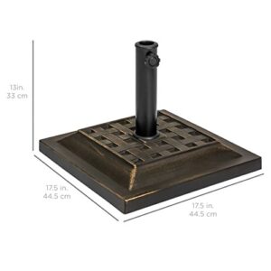 Best Choice Products 26lb Outdoor Patio Umbrella Stand Heavy-Duty Steel Square Umbrella Base w/Bronze Finish, Decorative Basket Weave Pattern