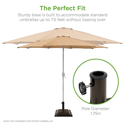 Best Choice Products 26lb Outdoor Patio Umbrella Stand Heavy-Duty Steel Square Umbrella Base w/Bronze Finish, Decorative Basket Weave Pattern