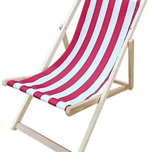 XZGDEN Lightweight Folding Chair Deckchair Lounger Adjustable Beach Deck Hardwood Outdoor Garden Patio (Color : Red+White Stripe)