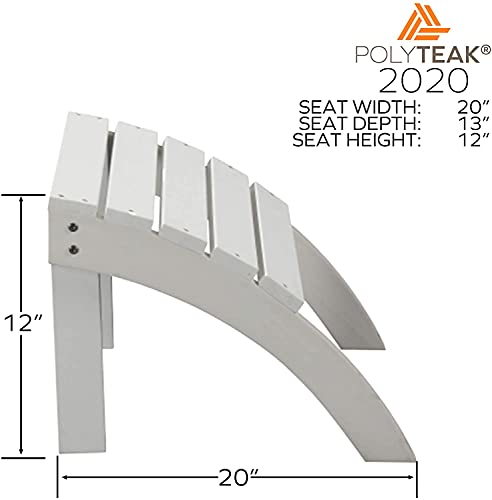 PolyTEAK Outdoor Ottoman, Real Wood Look, All-Weather Outdoor Patio Foot Stool, Outdoor Firepit Foot Rest for Adirondack Chairs (White)