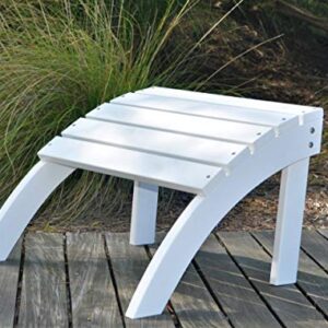 PolyTEAK Outdoor Ottoman, Real Wood Look, All-Weather Outdoor Patio Foot Stool, Outdoor Firepit Foot Rest for Adirondack Chairs (White)