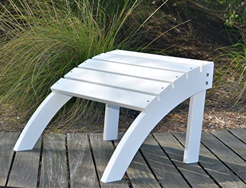 PolyTEAK Outdoor Ottoman, Real Wood Look, All-Weather Outdoor Patio Foot Stool, Outdoor Firepit Foot Rest for Adirondack Chairs (White)