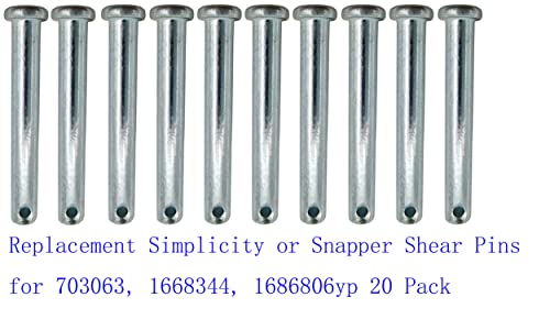 Replacement Simplicity or Snapper Shear Pins for 703063, 1668344, 1686806yp 20 Pack