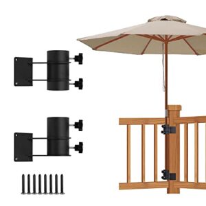 meruzy patio umbrella holder corner mount, stainless steel outdoor umbrella base umbrella clamp mount bracket for deck railing, mount to deck, balcony or outdoor courtyard (fit max od 2 inch)