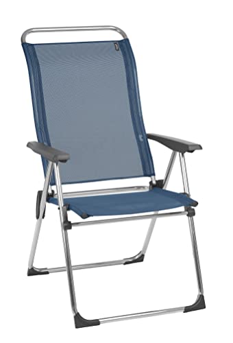 Lafuma ALU CHAM Folding Patio Chair, Set of 1, Ocean Dark Blue