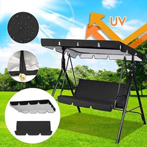 XYQSBY Patio Swing Canopy Waterproof Top Cover Set,Replacement Canopy Swing Cover for 2-Seater-Swing Chair All Weather Protection Outdoor Awning Sunproof Lawn/Garden Brown