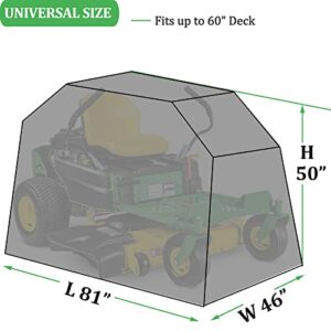 Coverify Zero-Turn Mower Cover Waterproof Heavy Duty Oxford Fabric- Riding Lawn Mower Cover Fits Decks up to 50", Universal Fit 81"L x 46"W x 50"H with Windproof Storage Bag