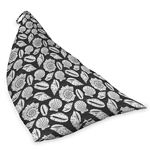 Lunarable Nautical Lounger Chair Bag, Hand Drawn Marine Sea Shells Mollusk Cockleshell Exotic Underwater, High Capacity Storage with Handle Container, Lounger Size, Charcoal Grey and White