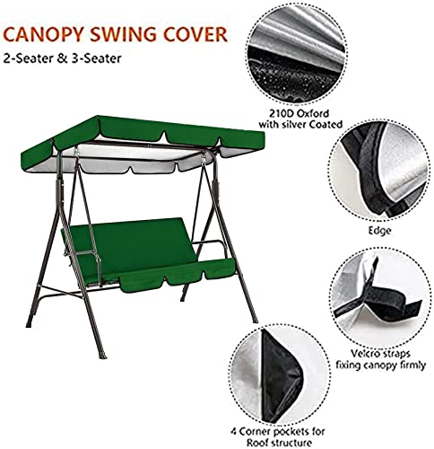 XYQSBY Patio Swing Canopy Waterproof Top Cover Set, Replacement Canopy Cover for Swing Chair Awning Glider 2/3-Seater, Outdoor Garden Furniture Covers All Weather Protection (Blue, Three-Seater)