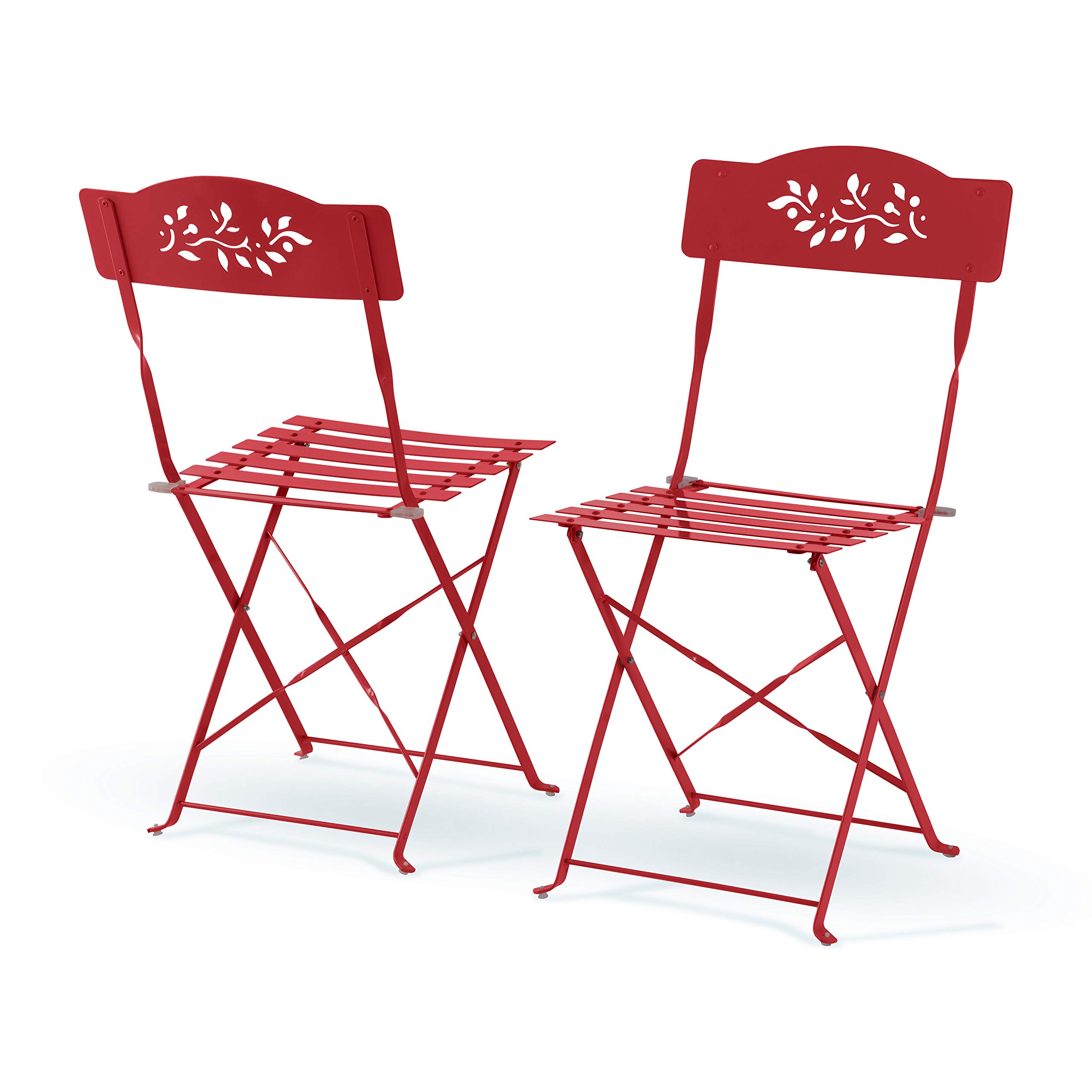 Alpine Corporation MSY100A-RD Bistro Set, Table: 24" L x 24" W x 28" H Chair: 17" L 18" W x 33" H, Red