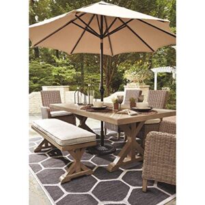 Signature Design by Ashley Beachcroft Outdoor Wicker Dining Chair Set, 2 Count, Beige