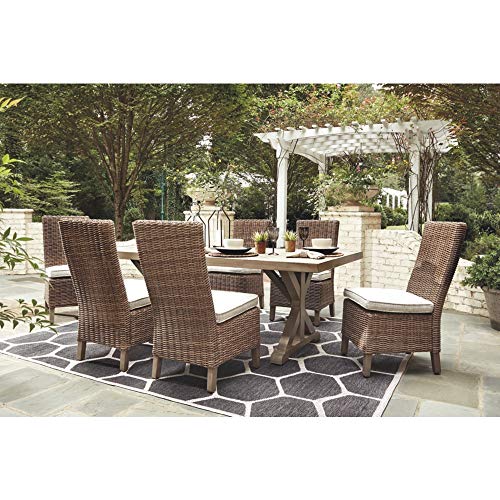 Signature Design by Ashley Beachcroft Outdoor Wicker Dining Chair Set, 2 Count, Beige