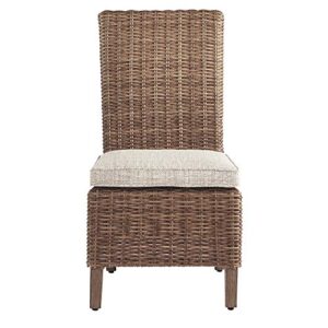 Signature Design by Ashley Beachcroft Outdoor Wicker Dining Chair Set, 2 Count, Beige