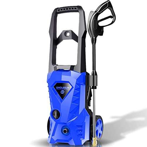 WHOLESUN WS 3000 Electric Pressure Washer 1.58GPM Power Washer 1600W High Pressure Cleaner Machine with 4 Nozzles Foam Cannon for Cars, Homes, Driveways, Patios (Blue)