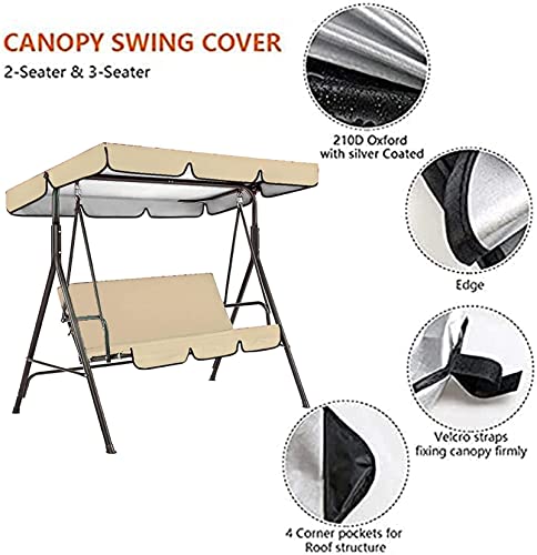 XYQSBY Patio Swing Canopy Waterproof Top Cover Set, Courtland Swing Replacement Awning Canopy Cover/Seat Cover, Swing Chair Glider All Weather Protection Outdoor Garden Covers (Blue, 55.9×47.2×7.1in)