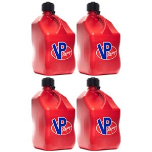 vp racing fuels motorsport 5 gallon square plastic utility jug red (4 pack)