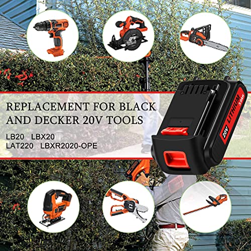 2 Pack 20Volt 3.0Ah MAX LBXR20 Repalce for Black and Decker 20V Lithium Battery LB20 LBX20 LST220 LBXR2020-OPE LBXR20B-2 LB2X4020 Cordless Tool Batteries