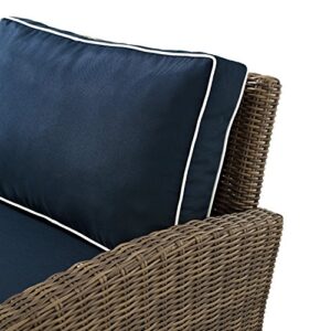 Crosley Furniture KO70022WB-NV Bradenton Outdoor Wicker Loveseat, Brown with Navy Cushions