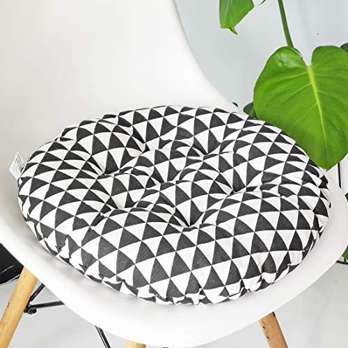 vctops Bohemian Soft Round Chair Pad Garden Patio Home Kitchen Office Seat Cushion Black White Diameter 16"