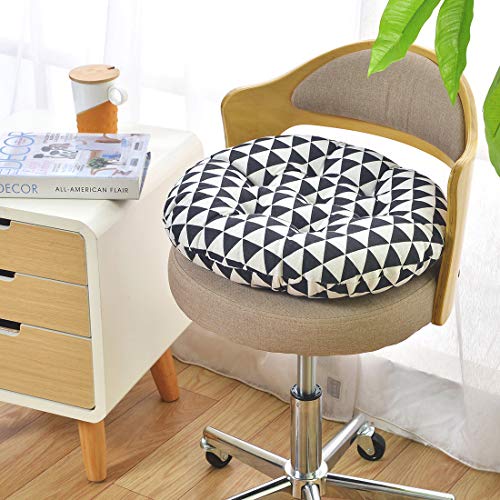 vctops Bohemian Soft Round Chair Pad Garden Patio Home Kitchen Office Seat Cushion Black White Diameter 16"