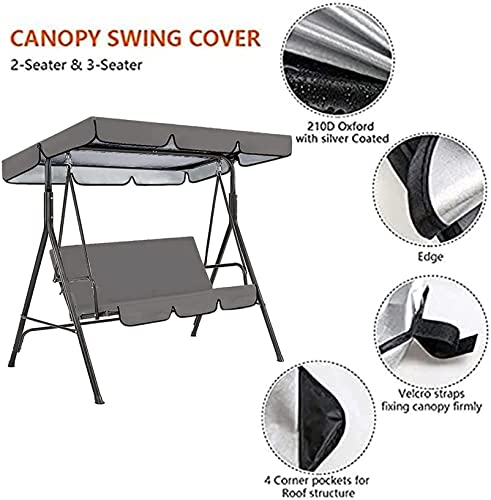 XYQSBY Patio Swing Canopy Waterproof Top Cover Set, Replacement Canopy Cover for Swing Chair Awning Glider 2/3-Seater, Outdoor Garden Furniture Covers All Weather Protection (Blue, Three-Seater)