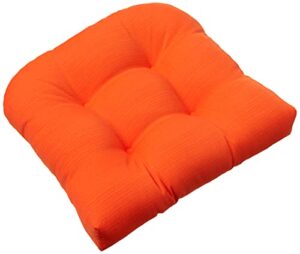 pillow perfect pompeii solid indoor/outdoor wicker patio seat cushion reversible, weather and fade resistant, round corner – 19″ x 19″, orange, 2 count