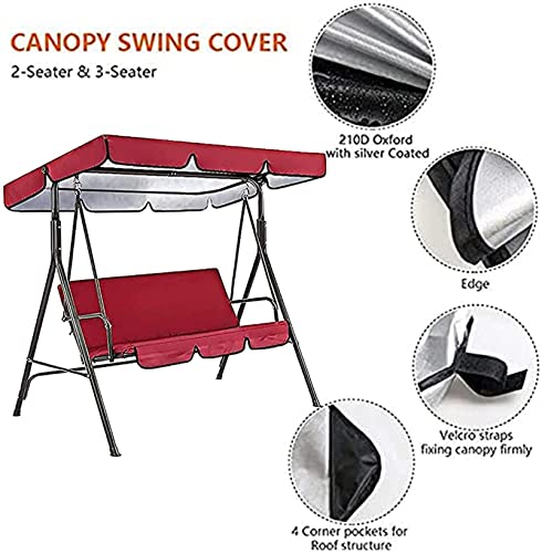 Patio Swing Canopy Waterproof Top Cover Set, Courtland Swing Replacement Awning Canopy Covers for Swing Chair Glider All Weather Protection Outdoor Garden Furniture(Dark Green, Three-seater76.77in)