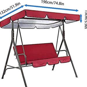 Patio Swing Canopy Waterproof Top Cover Set, Courtland Swing Replacement Awning Canopy Covers for Swing Chair Glider All Weather Protection Outdoor Garden Furniture(Dark Green, Three-seater76.77in)