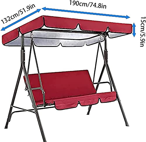 Patio Swing Canopy Waterproof Top Cover Set, Courtland Swing Replacement Awning Canopy Covers for Swing Chair Glider All Weather Protection Outdoor Garden Furniture(Dark Green, Three-seater76.77in)