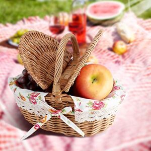 Wicker Picnic Baskets with Handle and Lid, Double Lids Wicker Picnic Basket for Picnic Hiking Camping Family Gatherings Home Decor