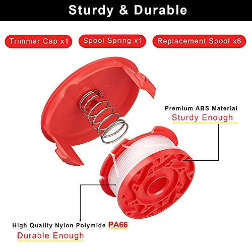 Dilsuaco CMZST0653 8pcs String Trimmer Spool Line(0.065",30Ft) with Cap Head, Compatible with Craftsman CMCST900,CMESTA900,CMESTE920,CMZST98020,CMCST915,CMEST913,CMZST120SC (CMZST0653-8pcs)