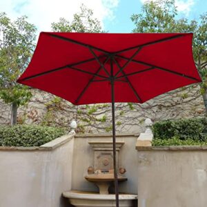 Formosa Covers 9ft Umbrella Replacement Canopy 6 Ribs in Red (Canopy Only)