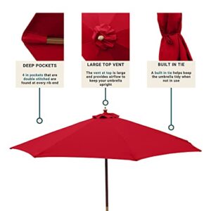 Formosa Covers 9ft Umbrella Replacement Canopy 6 Ribs in Red (Canopy Only)