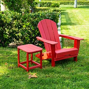 Resin TEAK Folding Adirondack Chair, Premium All Weather Outdoor Patio Furniture, 21 Inch Wide Seat, Up to 350 lbs, Foldable Outdoor Patio Chairs, New Heritage Collection (Red)