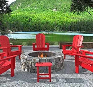 Resin TEAK Folding Adirondack Chair, Premium All Weather Outdoor Patio Furniture, 21 Inch Wide Seat, Up to 350 lbs, Foldable Outdoor Patio Chairs, New Heritage Collection (Red)