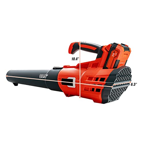 Goplus Cordless Leaf Blower, 20V 5-Speed Lightweight Electric Blower for Lawn Care, Battery & Charger Included(350CFM, 140MPH) (Orange)