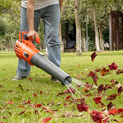 Goplus Cordless Leaf Blower, 20V 5-Speed Lightweight Electric Blower for Lawn Care, Battery & Charger Included(350CFM, 140MPH) (Orange)