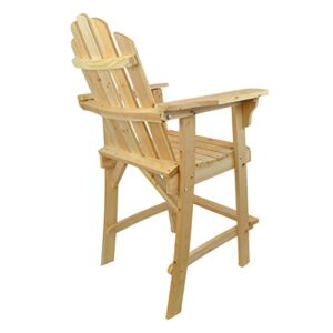 Westcharm Balcony Tall/Counter High Adirondack Chair with Footrest for Outdoor Outside Garden - Unfinished Natural Wood