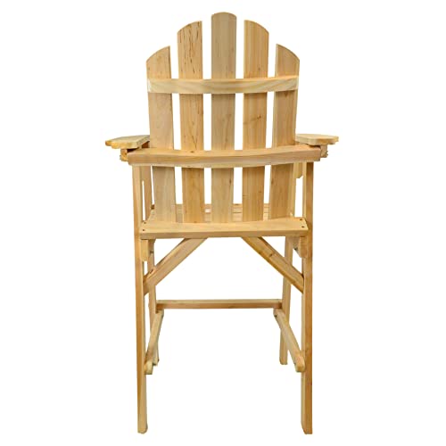 Westcharm Balcony Tall/Counter High Adirondack Chair with Footrest for Outdoor Outside Garden - Unfinished Natural Wood